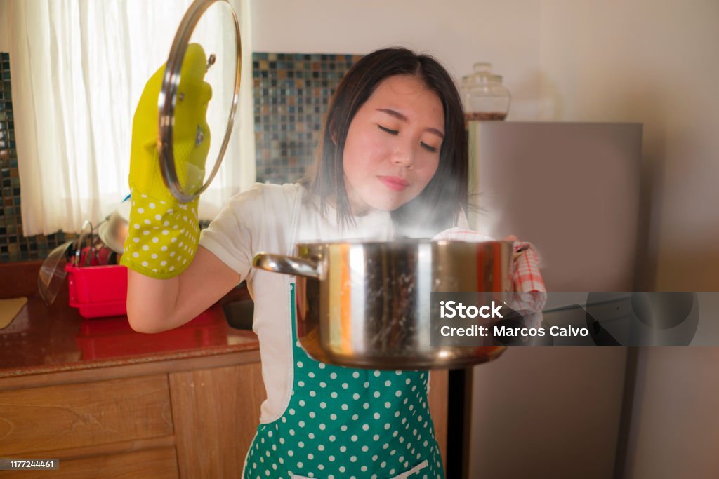 Asian Home Cook Girl Lifestyle Portrait Young Happy And Beautiful
