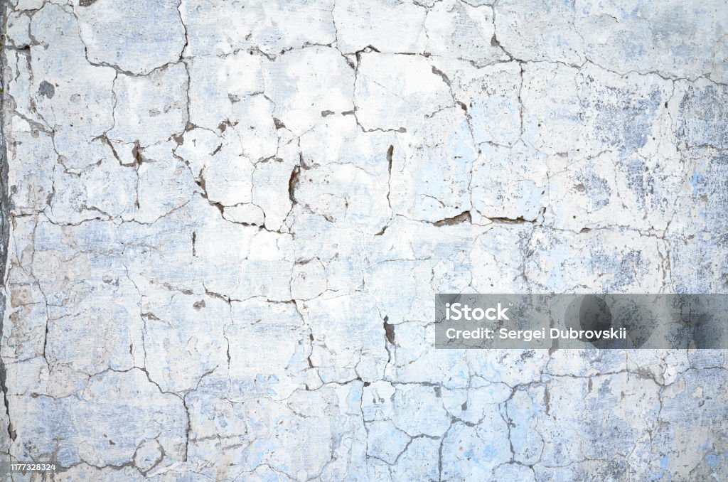 Biru Beton Tua Retak Latar Belakang Tekstur Dinding Grunge Foto Stok