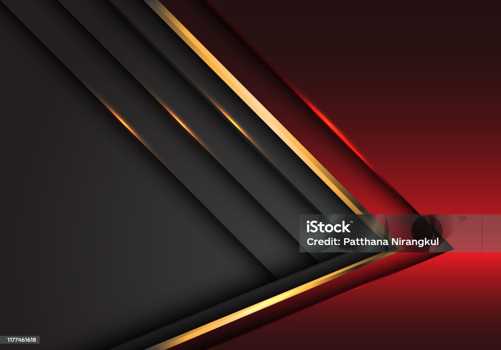 Abstract Red Grey Gold Arrow Metallic Direction Luxury Overlap Design Modern Futuristic