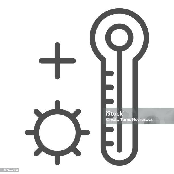 Ikon Garis Termometer Ilustrasi Vektor Skala Suhu Terisolasi Pada Putih