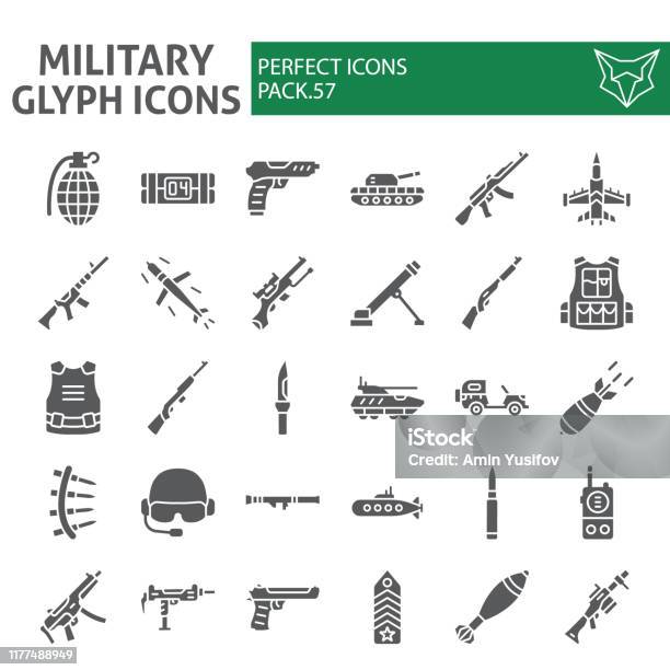 Ensemble Dicônes De Glyphe Militaire Collection De Symboles De Guerre
