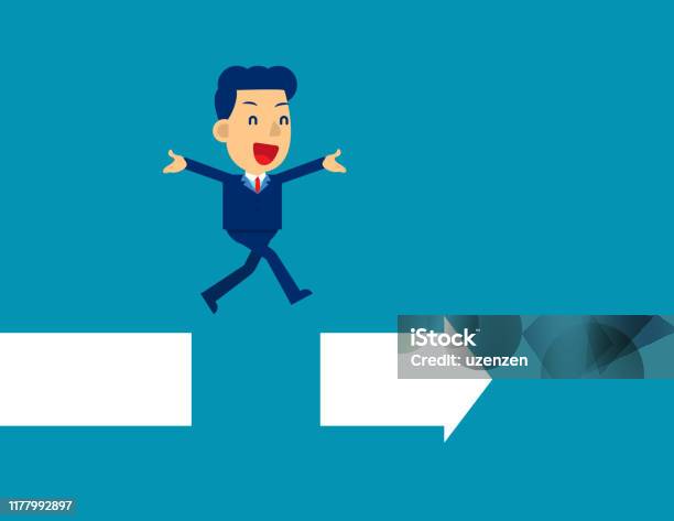 Melompat Melintasi Celah Panah Konsep Office Leader Desain Karakter
