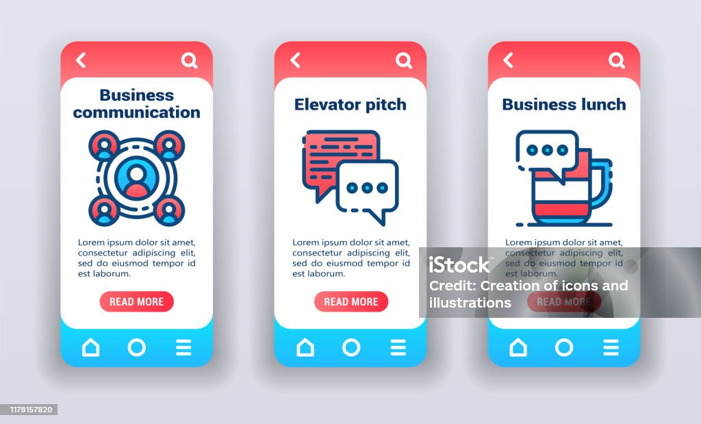 Jaringan Di Layar Orientasi Aplikasi Seluler Templat Gui Ui Ux