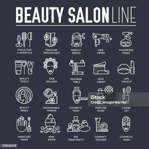 Ilustración De Salón De Belleza Con Surtido De Cosmetología Y Diseño De