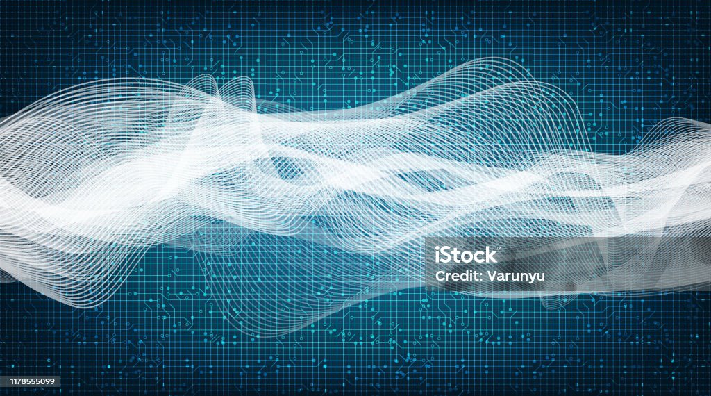 Abstract Blue Digital Sound Wave Dan Konsep Gelombang Gempa Desain