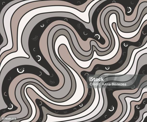 Latar Belakang Monokrom Bergelombang Abstrak Dengan Doodle Gambar
