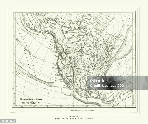 Gravierte Antike Physische Karte Von Nordamerika Gravur Antike ... Gravierte Antike Physische Karte Von Nordamerika Gravur Antike ...