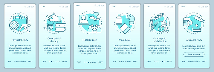 Rehabilitasi Rumah Sakit Onboarding Aplikasi Seluler Layar Vektor