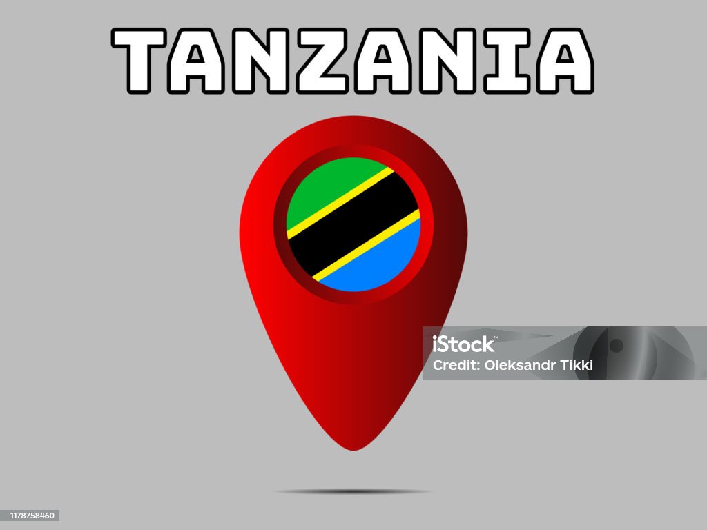 Tanzania National Flag With Geolocation Geotsag Pin Element And Sign