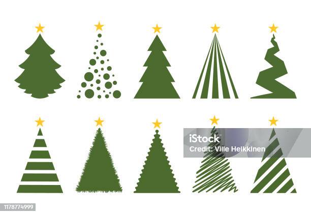 Ensemble Darbre De Noel Isoler Sur Le Fond Blanc Icône Dillustration De