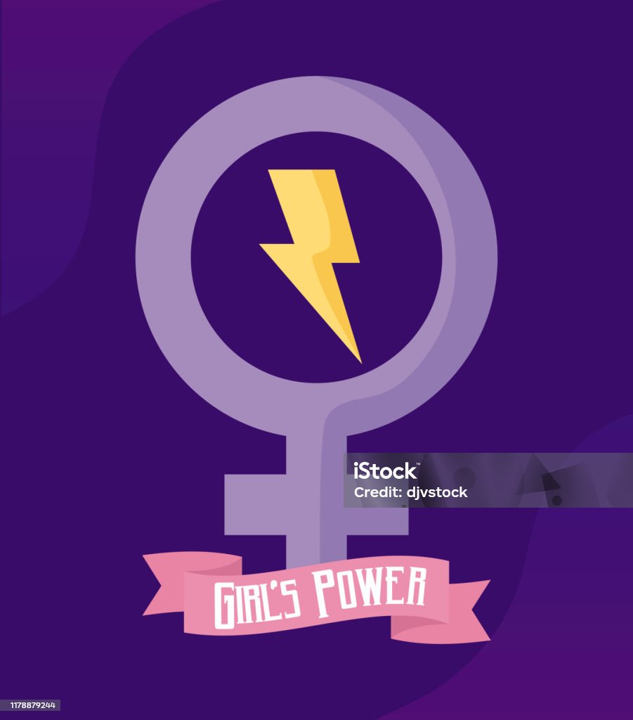 Girl Power Card With Gender Female Symbol Stock Illustration Download
