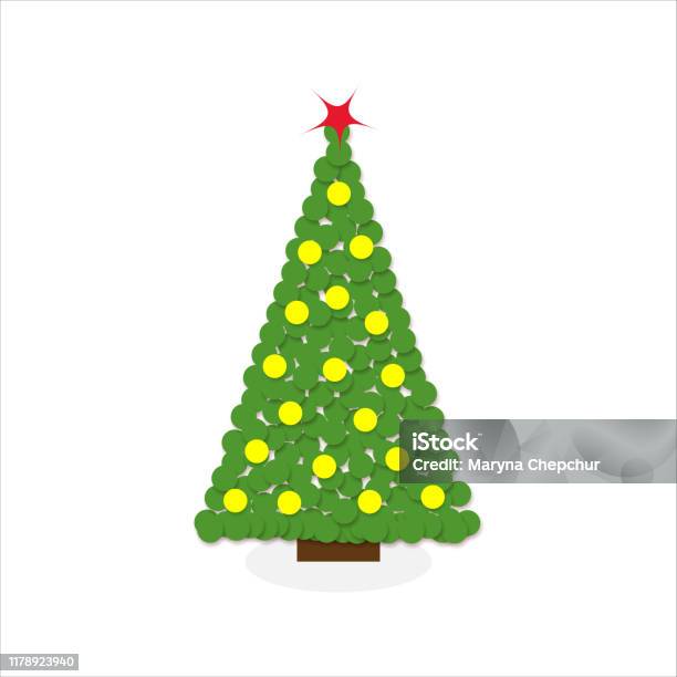 Kartun Pohon Natal Desain Datar Modern Yang Berbeda Ilustrasi Vektor