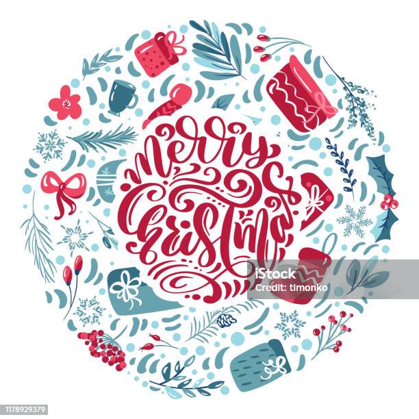 Merry Natal Kaligrafi Huruf Tangan Tertulis Teks Vektor Desain Kartu
