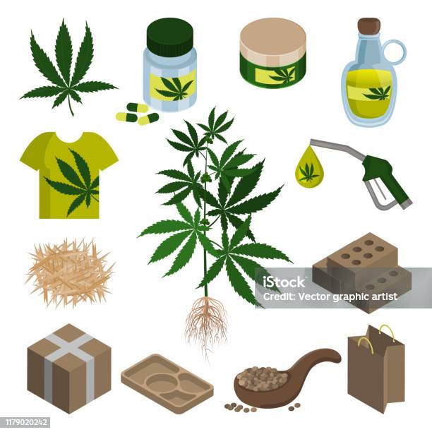 Rami Tanaman Daun Ganja Dan Produk Pengolahan Rami Kumpulan Ikon