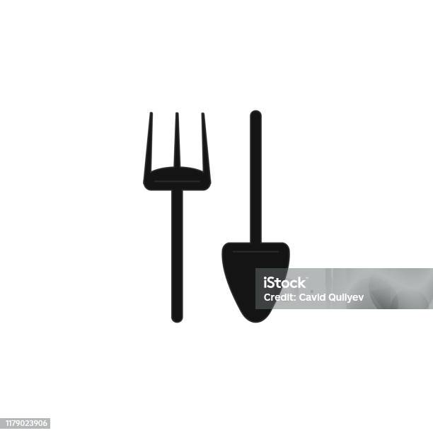 Pelle Et Icône De Fourche Élément De Ferme Pour Le Concept Mobile Et