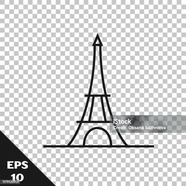 Ikon Menara Eiffel Garis Hitam Terisolasi Dengan Latar Belakang