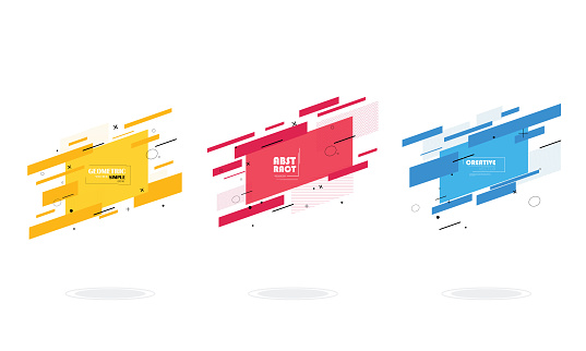 Set Spanduk Vektor Abstrak Modern Bentuk Geometris Datar Dengan Warna