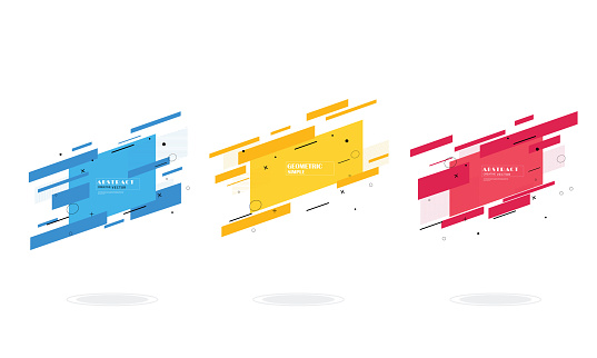 Set Spanduk Vektor Abstrak Modern Bentuk Geometris Datar Dengan Warna