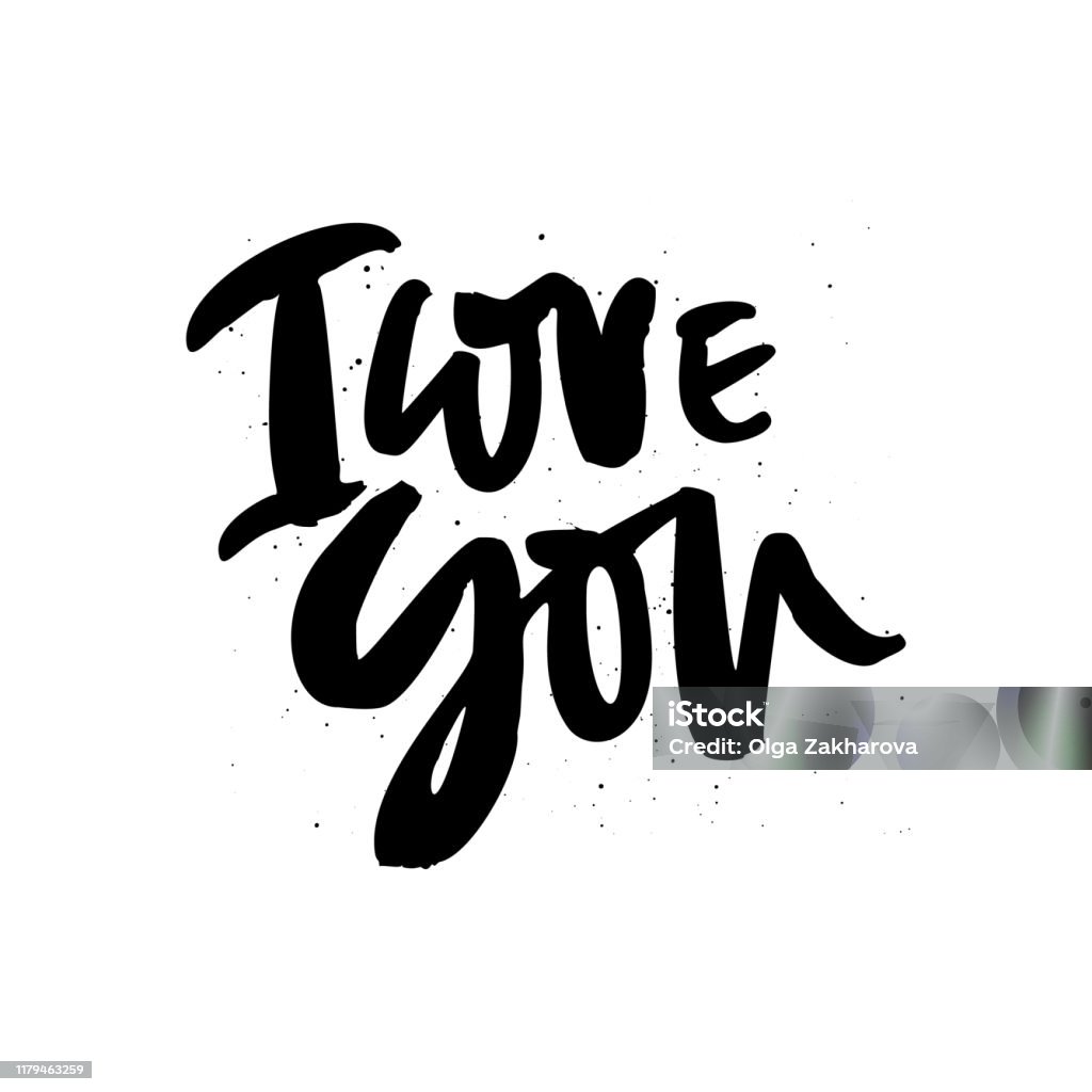 I Love You Quote Phrase Ink Brush Calligraphy Stock Illustration