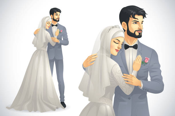 80 Muslim Couple Wedding Card Illustrations Royalty Free Vector