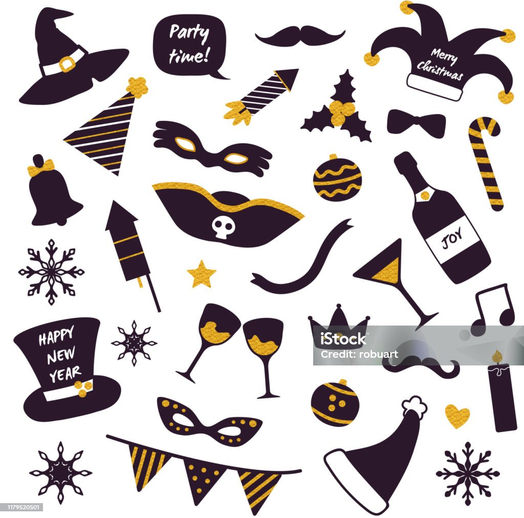 Christmas Party Decorations Vector Illustration Stock Illustration