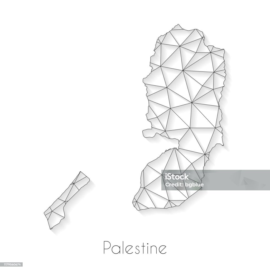 Palestinian Territories Map Connection Network Mesh On White Background