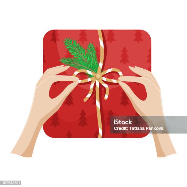 Gadis Itu Mengemas Hadiah Natal Dan Mengikat Busur Ilustrasi Natal ... Gadis Itu Mengemas Hadiah Natal Dan Mengikat Busur Ilustrasi Natal ...