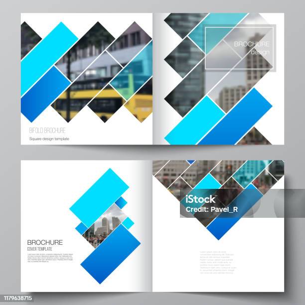 Tata Letak Ilustrasi Vektor Dari Dua Templat Sampul Untuk Brosur Bifold