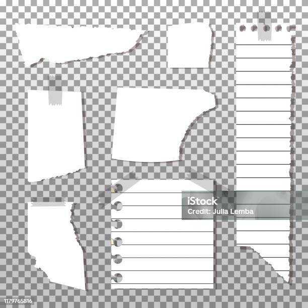 Set Vektor Lembaran Robek Selembar Kertas Terisolasi Pada Latar