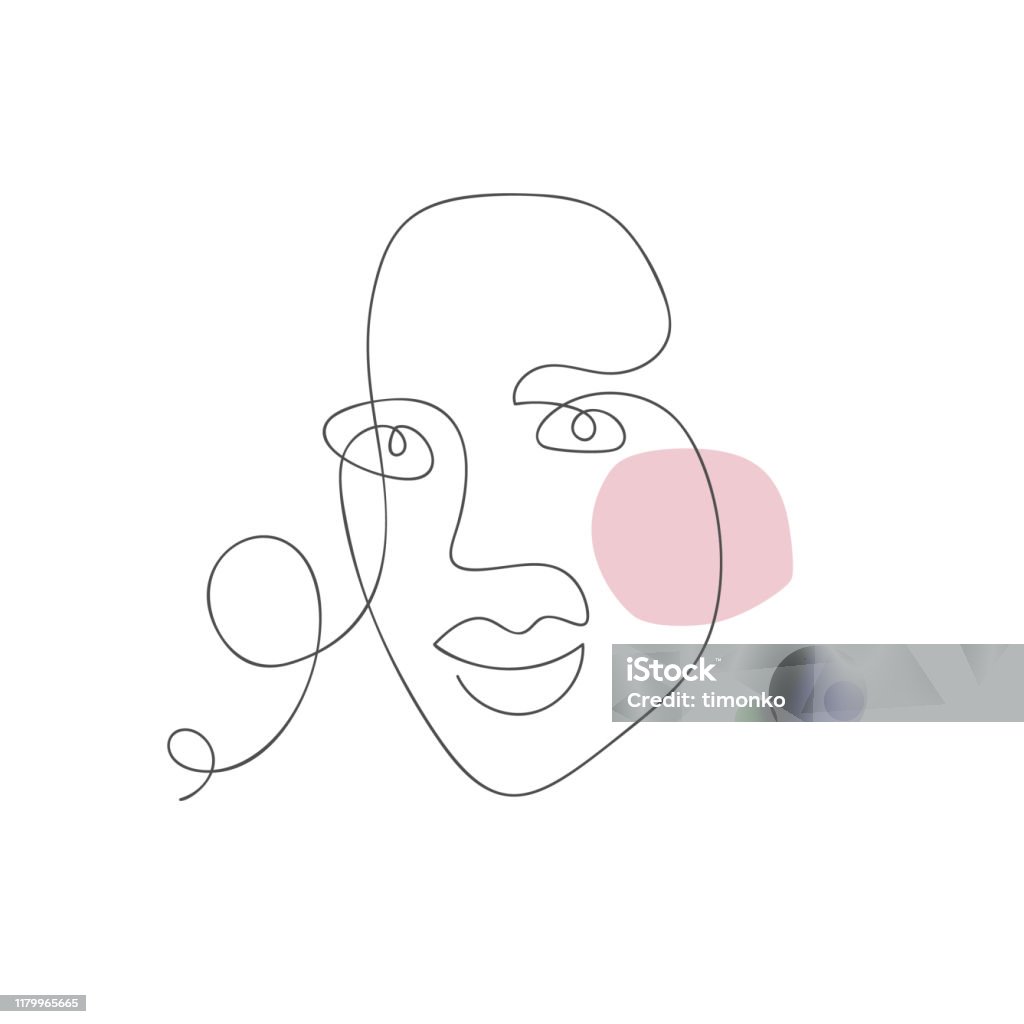 La Femme De Vecteur Font Face À Un Dessin De Ligne Portrait Monoline