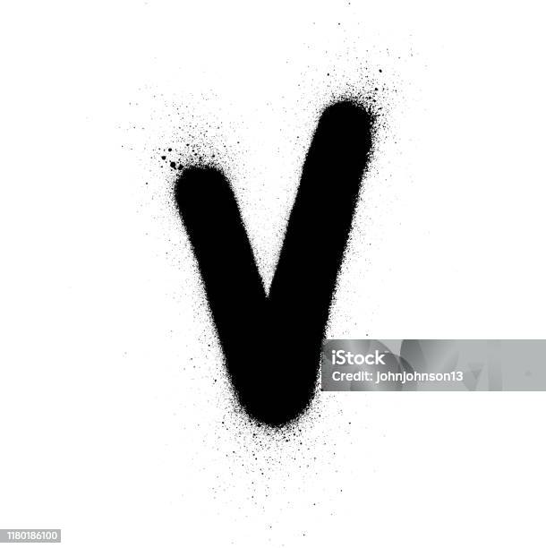 Grafiti Lemak Kecil V Font Disemprotkan Dalam Hitam Di Atas Putih