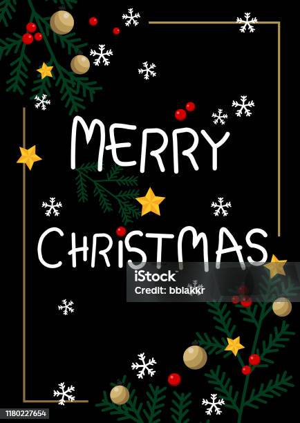 Kartu Natal Merry Dihiasi Dengan Pohon Pinus Dan Bentuk Bintang Dan ... Kartu Natal Merry Dihiasi Dengan Pohon Pinus Dan Bentuk Bintang Dan ...