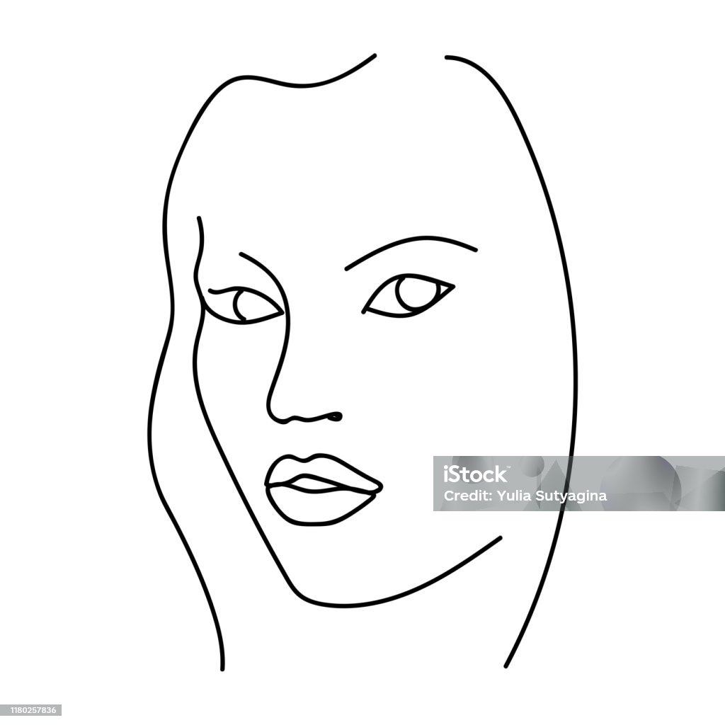 Woman Abstract Face Line Drawing Hand Drawn Outline Illustration