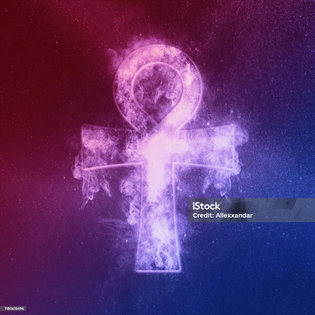 Ankh Red Blue A Symbol Of Life Symbol Of Immortality Abstract Night Sky