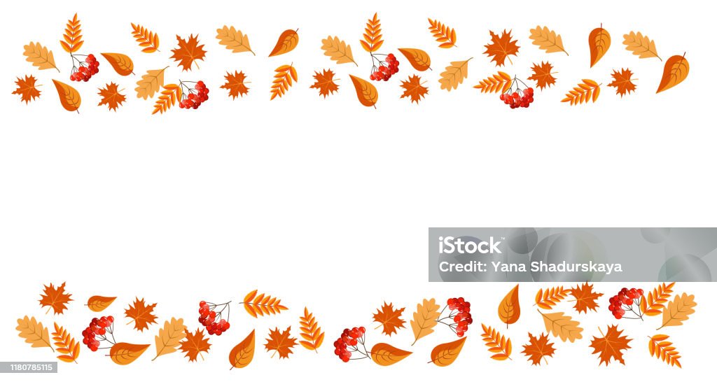 Autumn Banner With Leaves Background Vector Graphics Stock Illustration