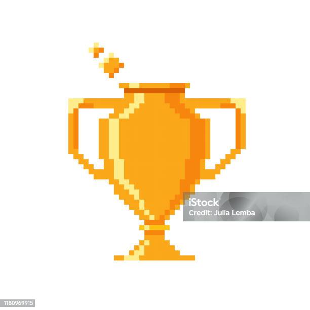 Vector Pixel Trophy Cup Geïsoleerd Op Witte Achtergrond