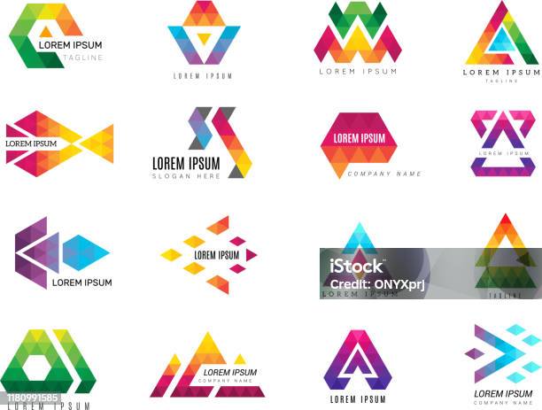 Logo Triangle Marque Daffaires Modèle Polygonal Symboles Colorés De La