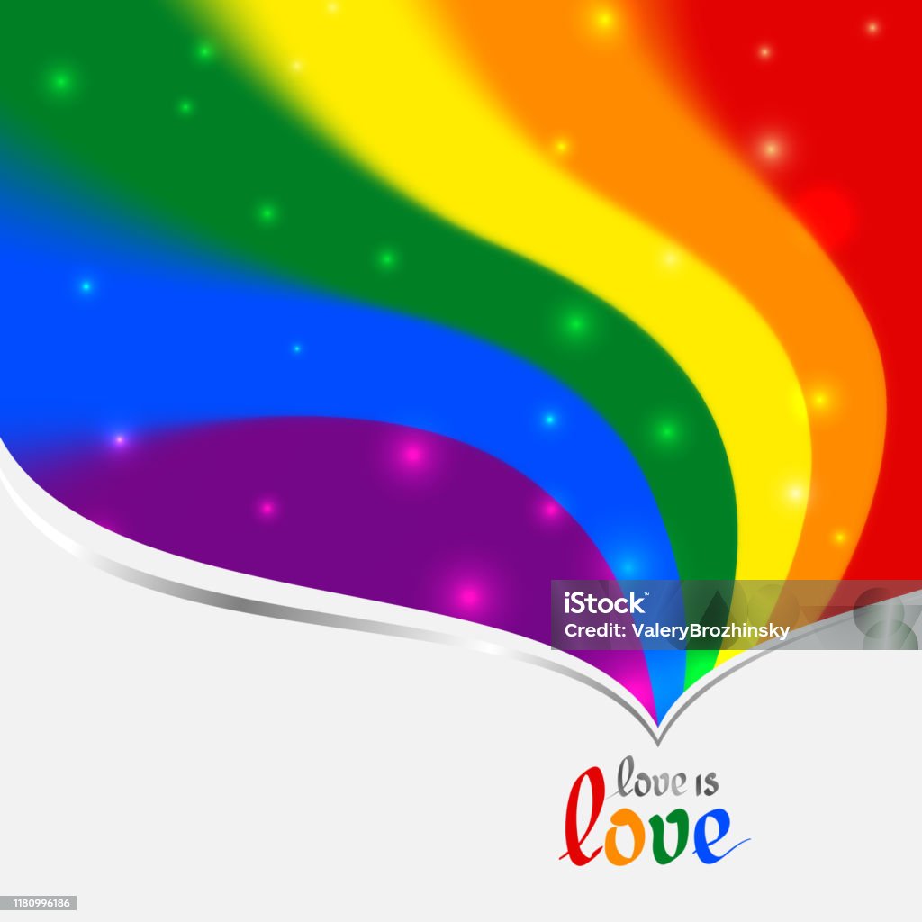 Lgbt Concept Heart Shape In Lgbtq Flag Colors With The Text Love Is