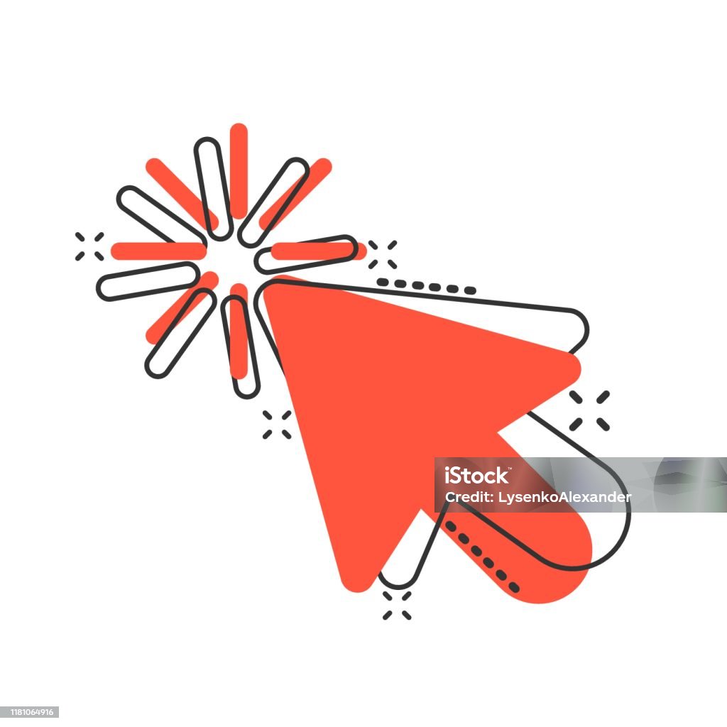 Computer Mouse Cursor Icon In Comic Style Arrow Cursor Vector Cartoon Illustration Pictogram