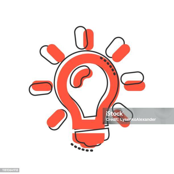 Icône Dampoule Dans Le Modèle Comique Illustration Dillustration De
