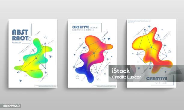 Templat Sampul Diatur Dengan Elemen Geometris Grafis Berlaku Untuk