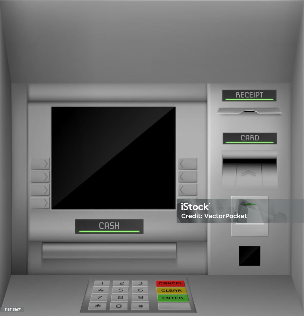Atm Screen Automated Teller Machine Monitor Stock Illustration ... Atm Screen Automated Teller Machine Monitor Stock Illustration ...