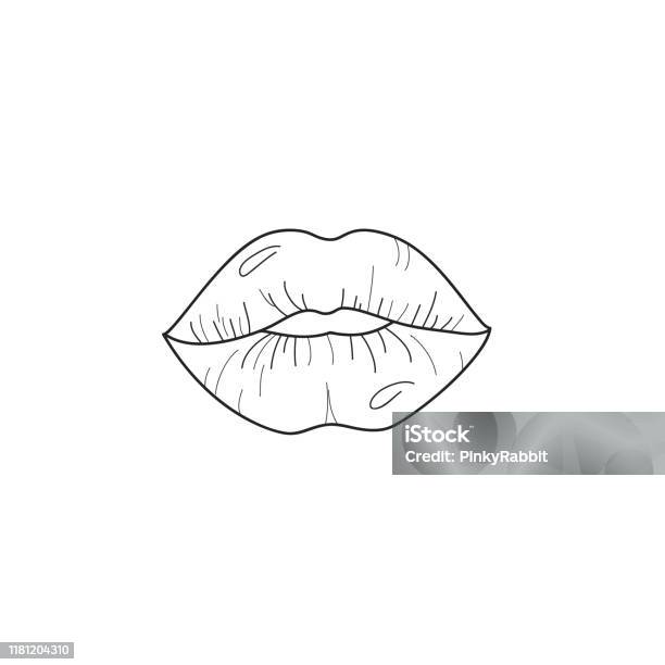 Lippen Vektor Lineare Freihandzeichnung Im Doodlestil ... Lippen Vektor Lineare Freihandzeichnung Im Doodlestil ...