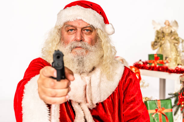 Free Stock Photo of Portrait painting of Santa Claus pointing a pistol ...