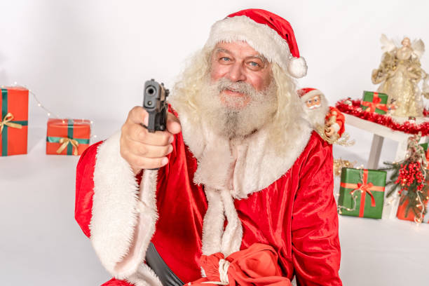 Free Stock Photo of Portrait painting of Santa Claus pointing a pistol ...