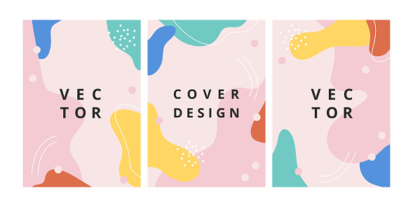 Set Template Desain Modern Dengan Bentuk Gelombang Abstrak Dalam Gaya