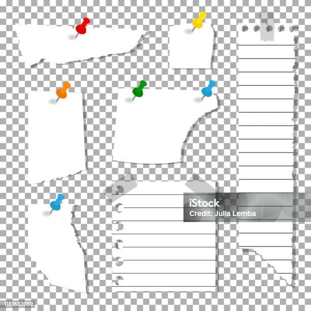 Set Vektor Lembaran Robek Selembar Kertas Terisolasi Pada Latar