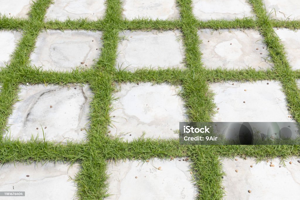Sudut Tinggi Pemandangan Batu Beton Grid Persegi Atau Lantai Trotoar