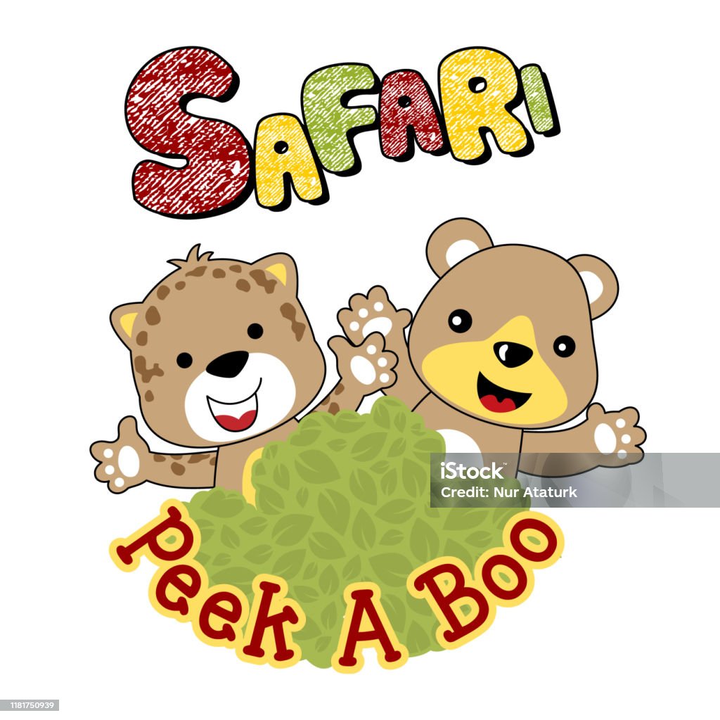 Jouer Un Coup Doeil Un Boo Avec Lours Et Le Léopard Illustration De
