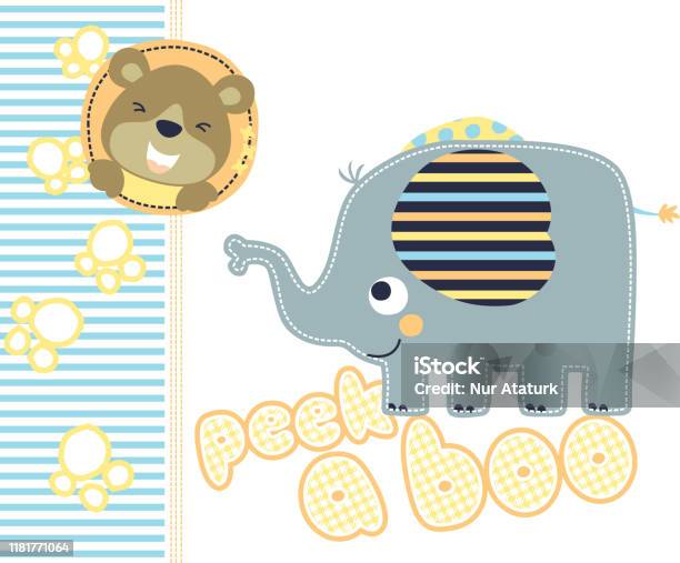 Jouer Un Coup Doeil Un Boo Avec Léléphant Et Lours Illustration De